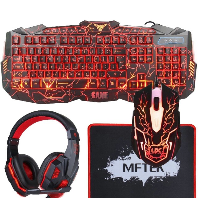 Mftek Backlit Gaming Keyboard Mouse Combo With Led Gaming Headset Computers And Tech Parts
