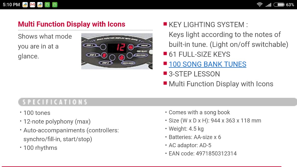 Casio 61 key Keyboard LK-35 Key Lighting System, Hobbies & Toys, Music ...