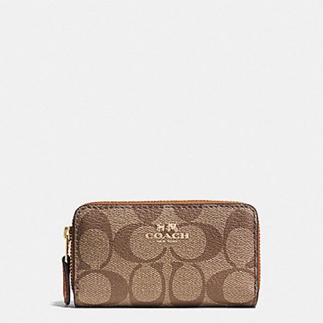 Coach double zip coin pouch, Luxury, Bags & Wallets on Carousell