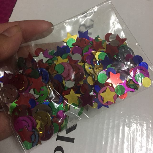 Colorful shiny craft stars and smiley, Hobbies & Toys, Stationery ...