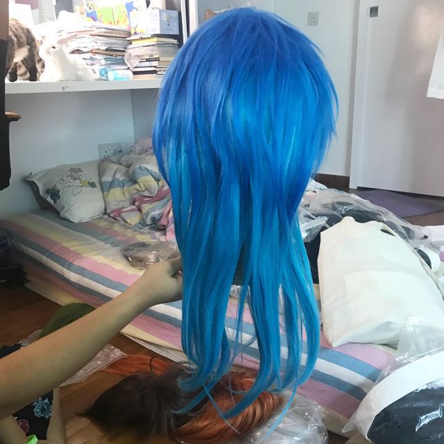 Ombre blue teal turquoise wig aoba dmmd cosplay, Hobbies & Toys ...