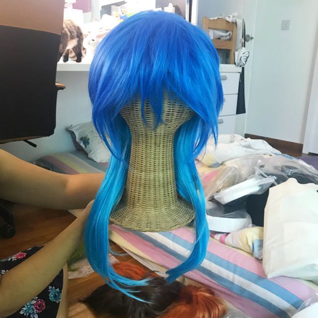 Ombre blue teal turquoise wig aoba dmmd cosplay, Hobbies & Toys ...