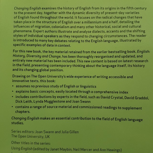 Textbook: Changing English / Published 2007 /Edited by David Graddol ...