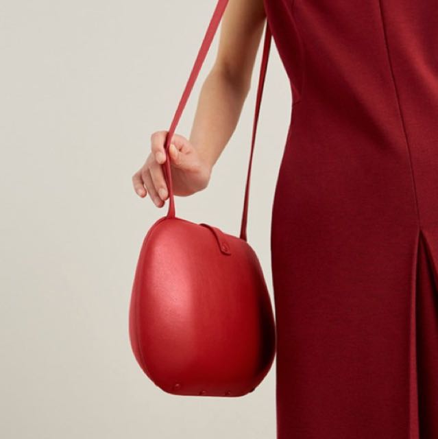 COS red hard case leather bag BNWT, Women's Fashion, Bags & Wallets ...