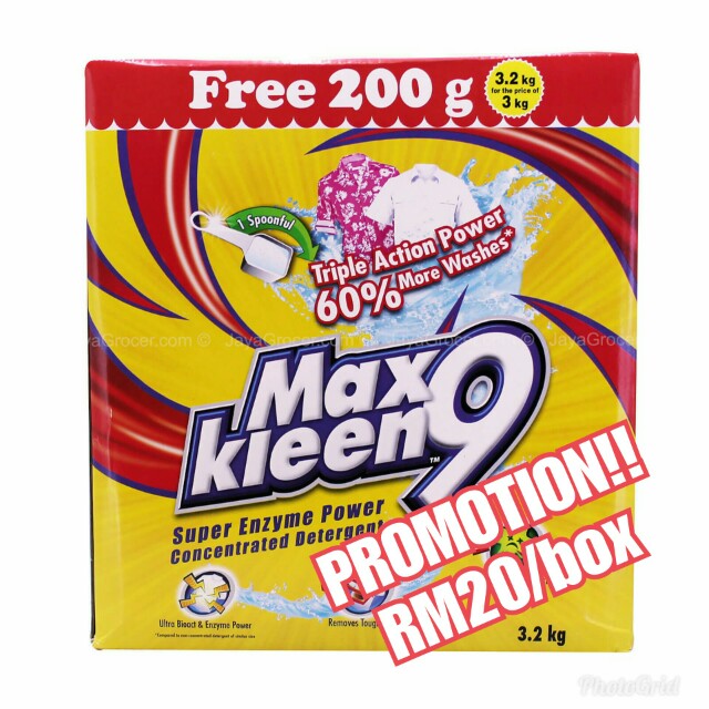 MAX KLEEN 9 SUPER ENZYME DETERGENT (3KG + 200), Furniture & Home Living ...