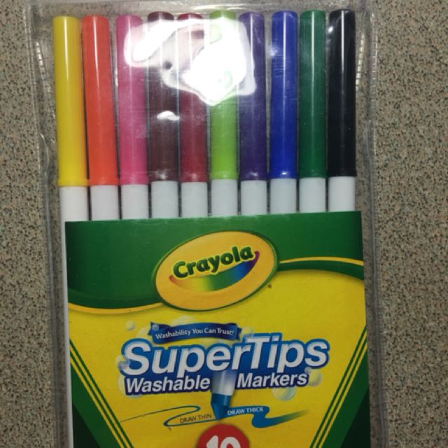 Crayola Super Tips Markers Set of 10, Hobbies & Toys, Stationary ...