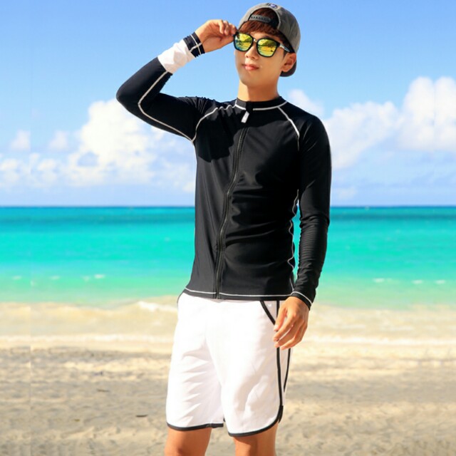 Men Plus Size Rashguard Long Sleeve black Rash Guard zip, Men's Fashion ...