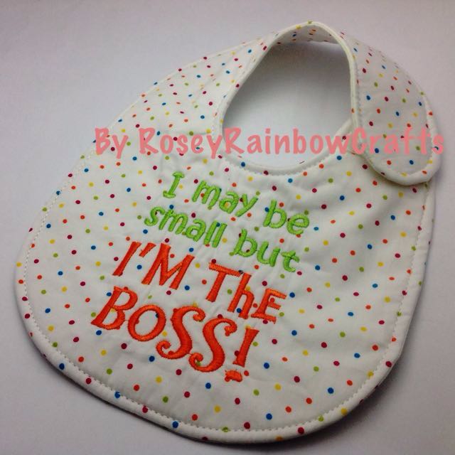 Ready Made Handmade Embroidery I'm The Boss! Baby Bib, Babies & Kids ...