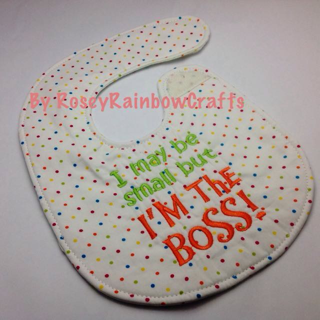 Ready Made Handmade Embroidery I'm The Boss! Baby Bib, Babies & Kids ...