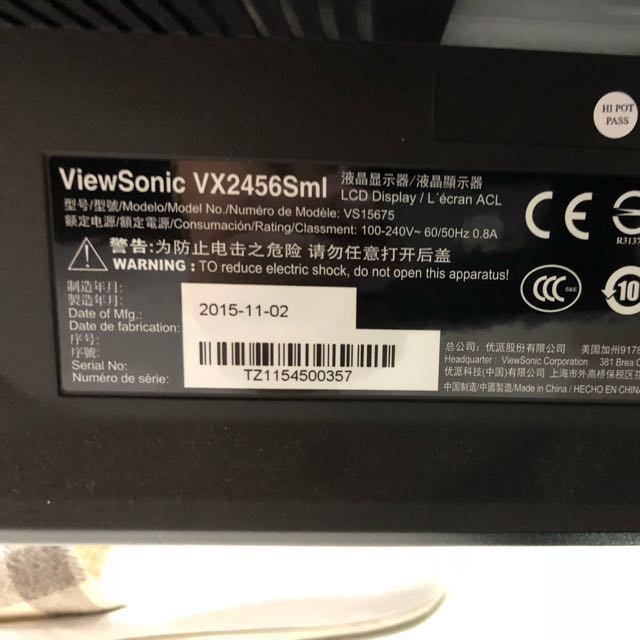 ViewSonic VX2456 23.4 inch monitor, Computers & Tech, Parts ...