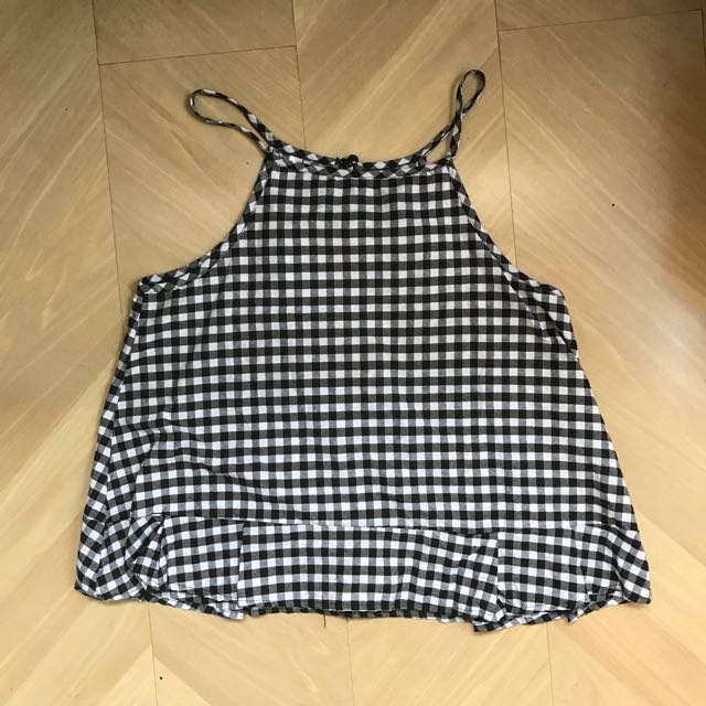 TB Checkered halter top, Women's Fashion, Tops, Sleeveless on Carousell
