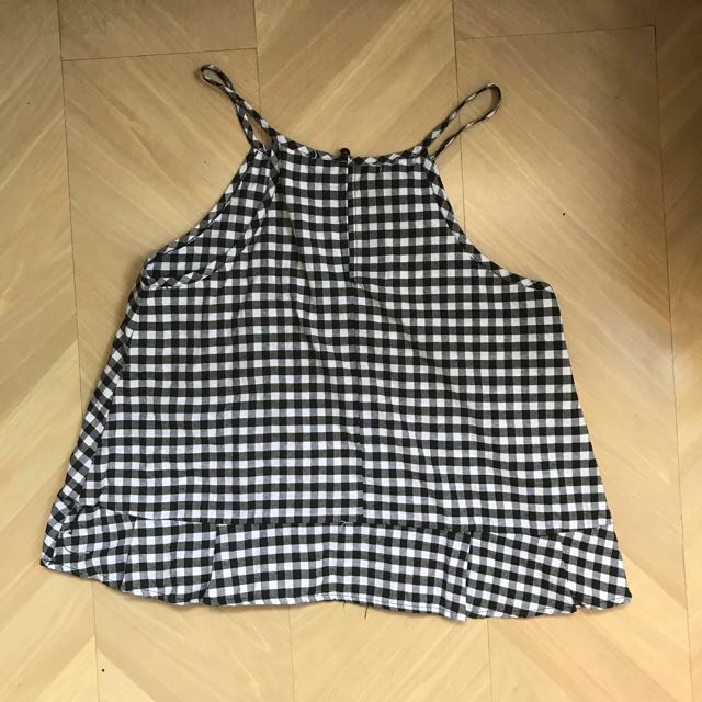 TB Checkered halter top, Women's Fashion, Tops, Sleeveless on Carousell