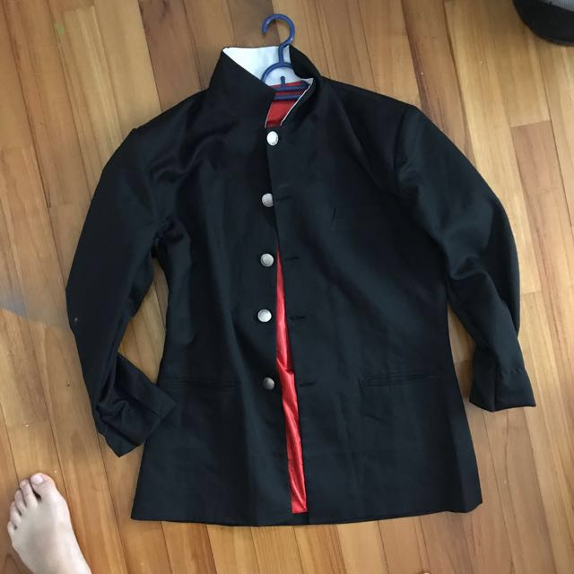 Black red Gakuran cosplay, Men's Fashion, Tops & Sets, Formal Shirts on ...