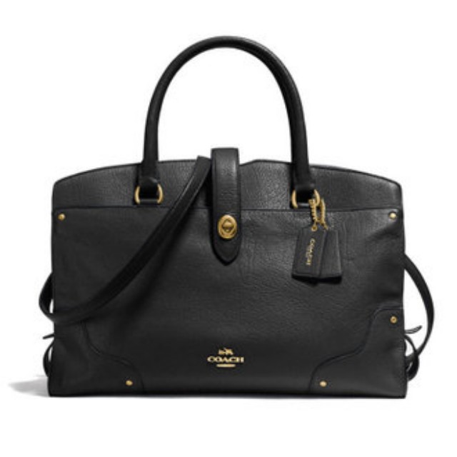 Coach 37575 Mercer 黑，咖啡紅，天藍色30 真皮手提包肩斜背包, 名牌精品, 精品包與皮夾在旋轉拍賣