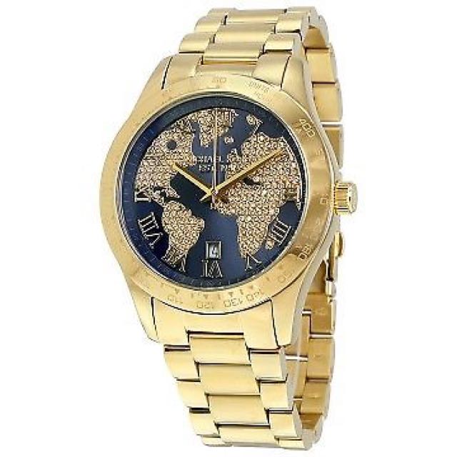 MICHAEL KORS Layton Blue Crystal Dial Pave Ladies Watch-GOLD, Women's ...