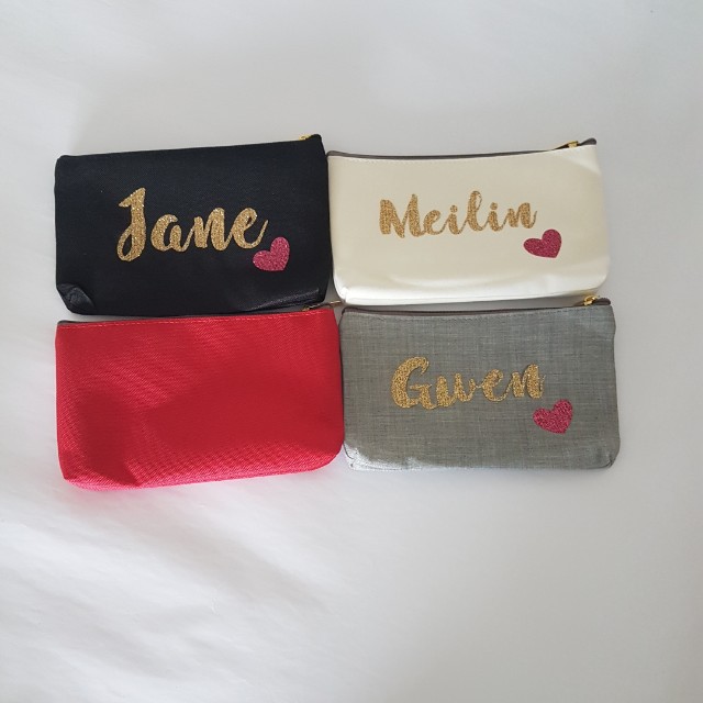 Personalised Pouch with glitter name (black), Women's Fashion, Bags ...