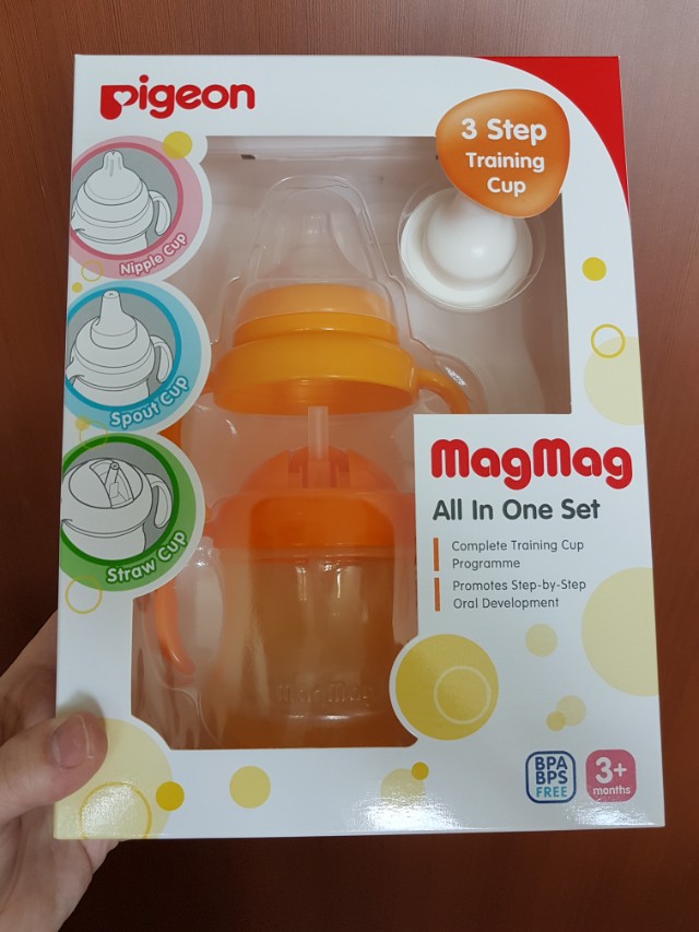 BNIB Pigeon MagMag 3 Steps Training Cups All in One Set 3M+, Babies ...