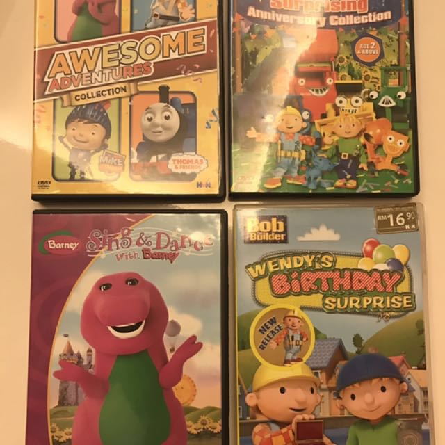 Children's DVD (Rarely Used)- Barney, Bob The Builder, Fireman sam ...