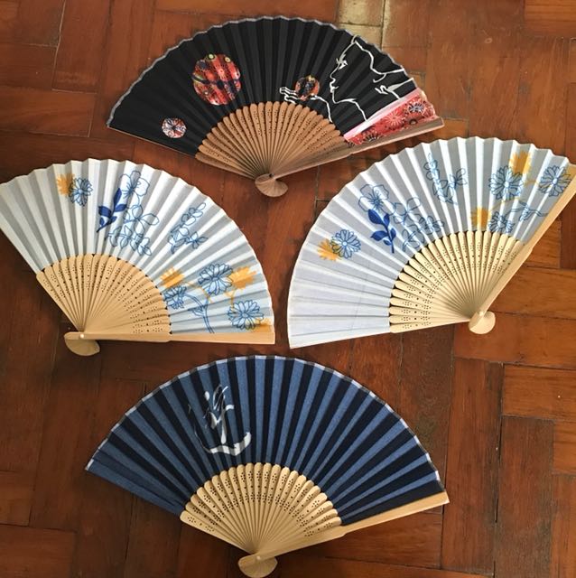 Japanese painted fabric fans, Hobbies & Toys, Stationery & Craft, Art ...