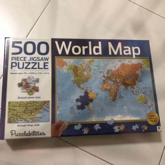 Puzzle 500 pieces World Map, Hobbies & Toys, Toys & Games on Carousell