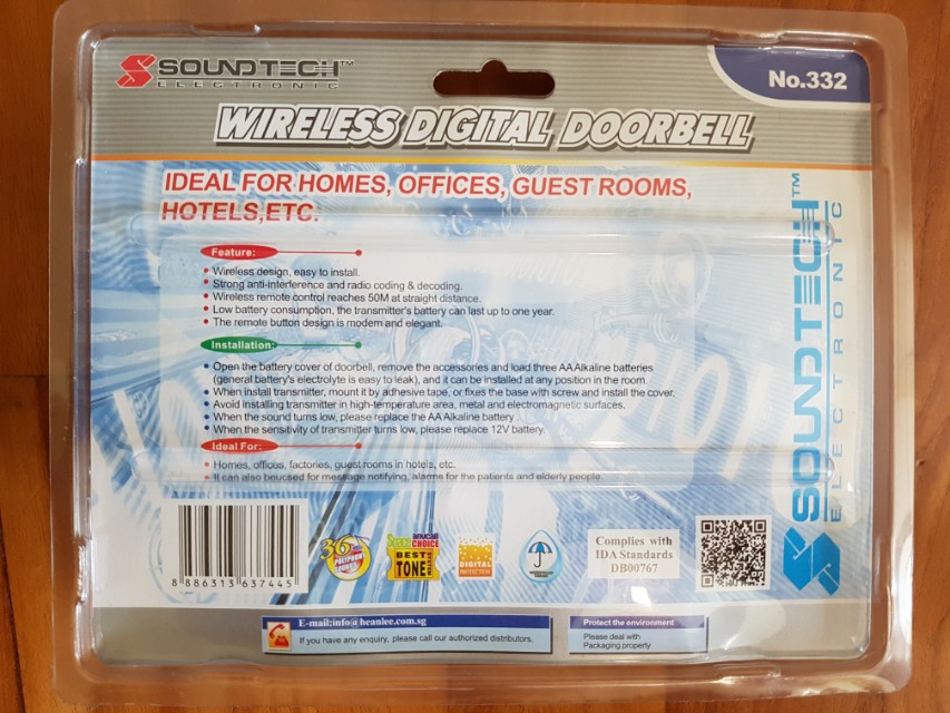 Wireless Digital Doorbell by Soundtech Electronic, Furniture & Home ...