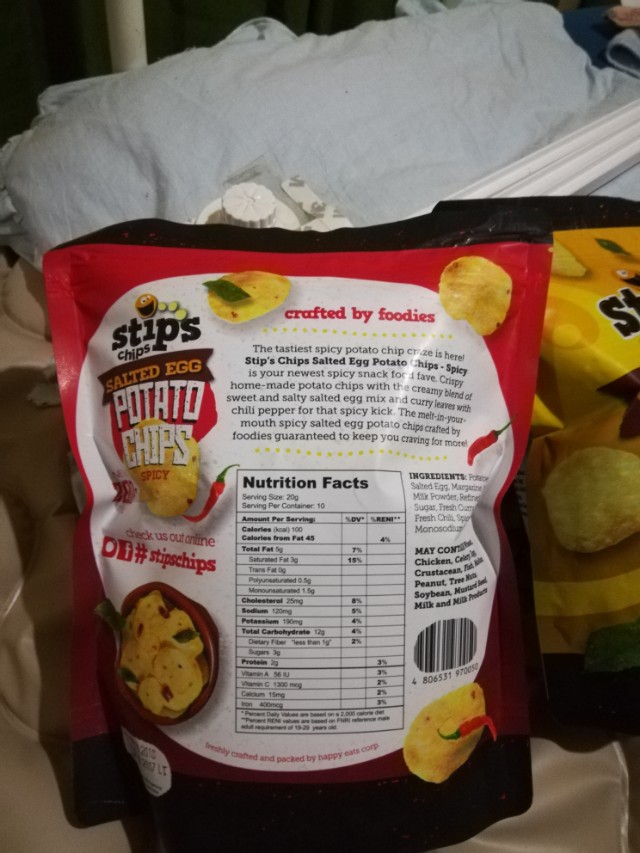 Stip's Chips Salted Egg Potato Chips 200g, Spicy and Original Flavor ...
