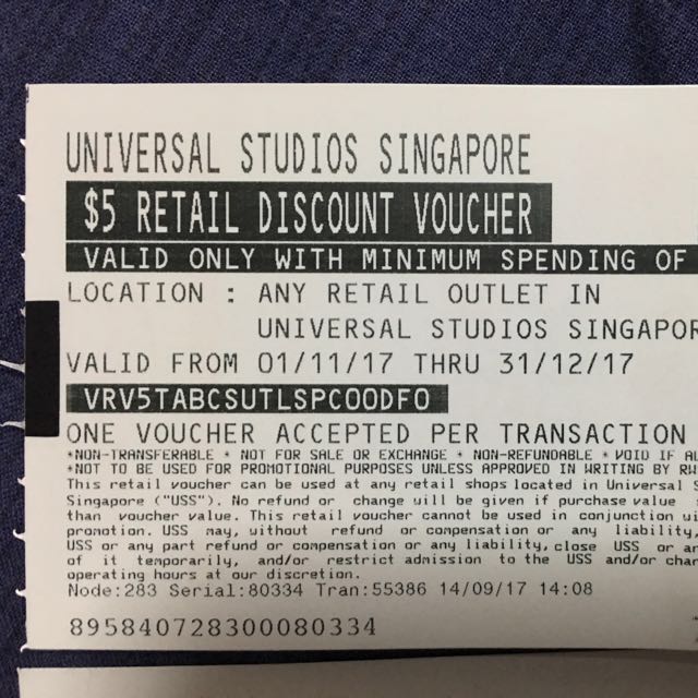 UNIVERSAL STUDIO SINGAPORE MEAL & RETAIL VOUCHERS, Tickets & Vouchers ...