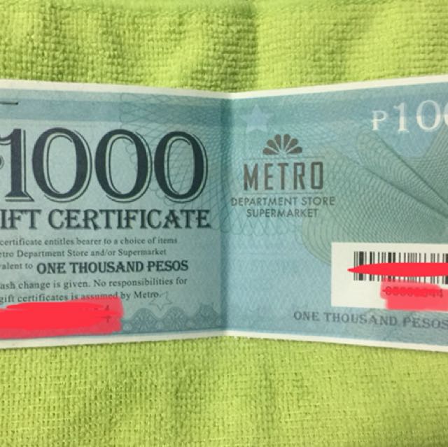 Metro Gaisano Gift Certificate, Tickets & Vouchers, Store Credits on ...