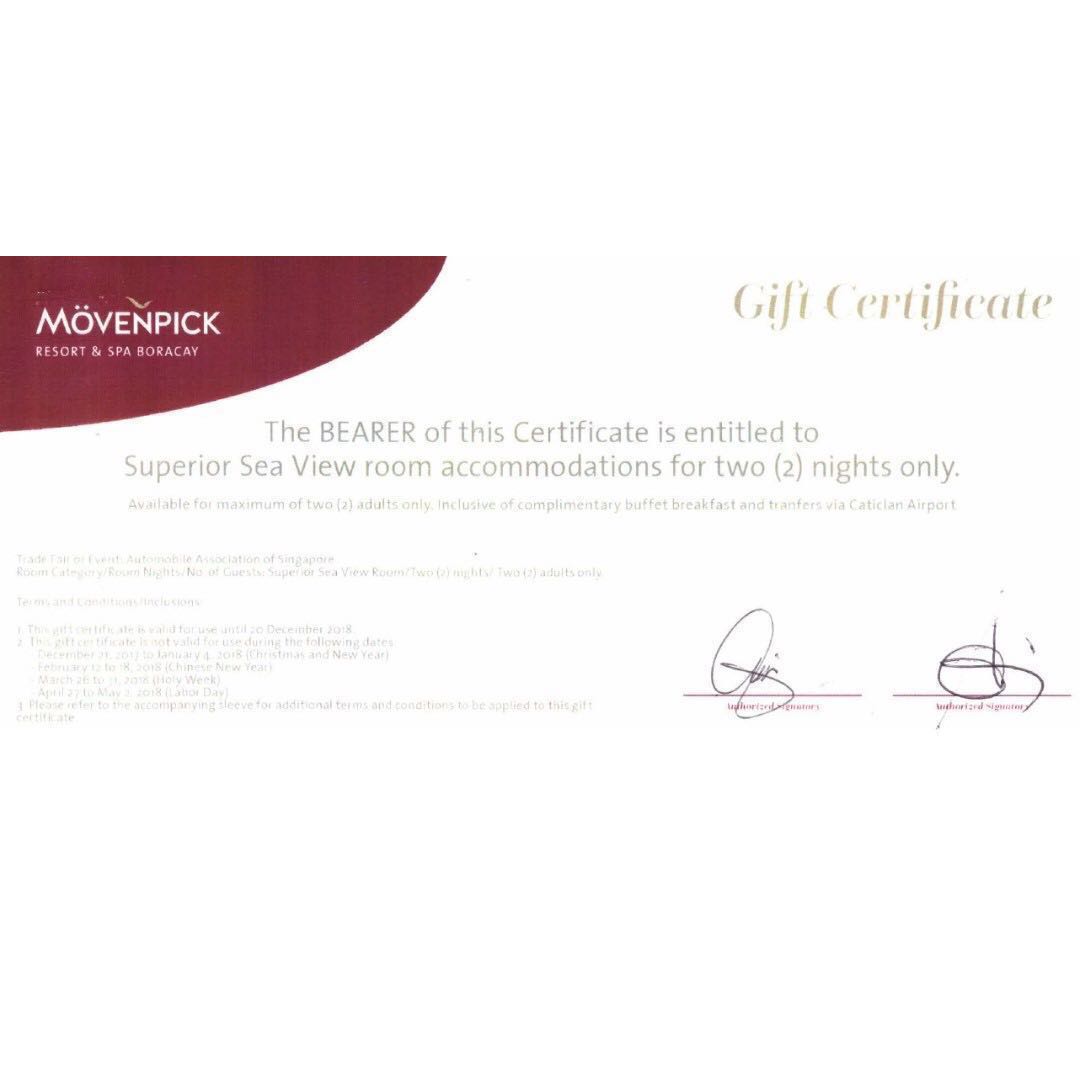 Movenpick Resort and Spa Boracary Gift Certificate, Tickets & Vouchers ...