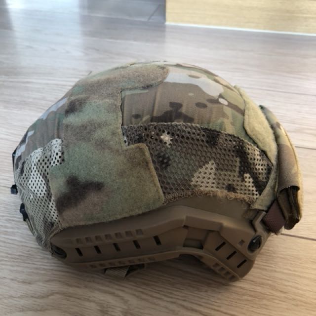 Ops Core FAST Bump helmet (Urban Tan) with First Spear multicam helmet ...