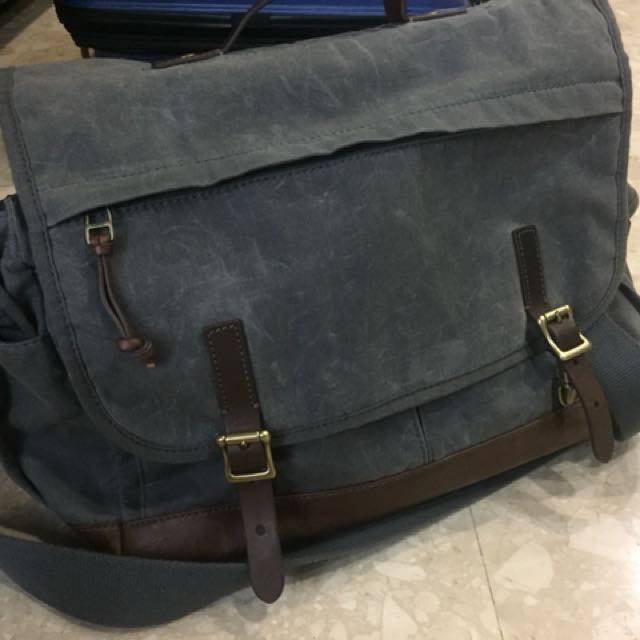 Fossil Defender Waxed Canvas Messenger Bag Mens Fashion Bags Sling