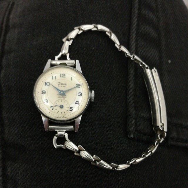 * Rare 1940s Timor mother of pearl inlay mechanical swiss ladies watch ...