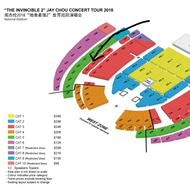Jay Chou Concert Tickets Section 241 (2 tix), Tickets & Vouchers, Event ...