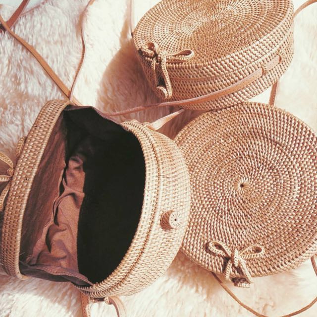 Rattan Ata round bag, Women's Fashion, Bags & Wallets, Beach Bags on ...