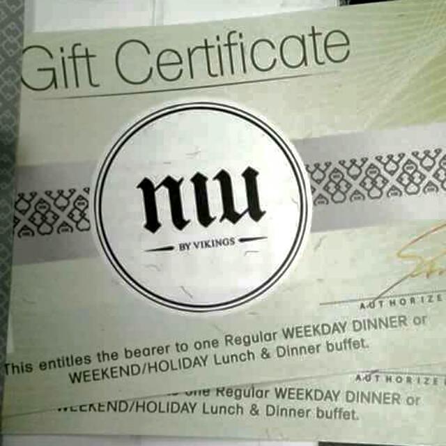 Two (2) NIU by VIKINGS GC, Tickets & Vouchers, Store Credits on Carousell
