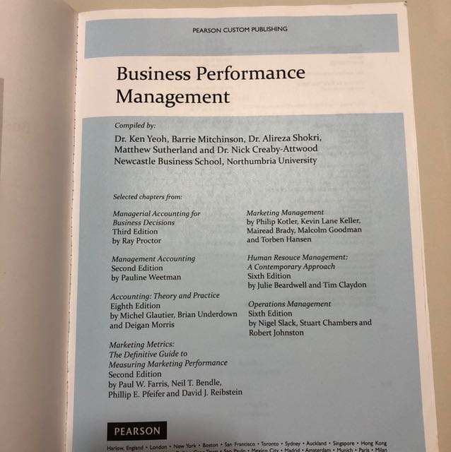 Business performance Management. PEASRSON textbook. Ken yeoh. Barrie ...
