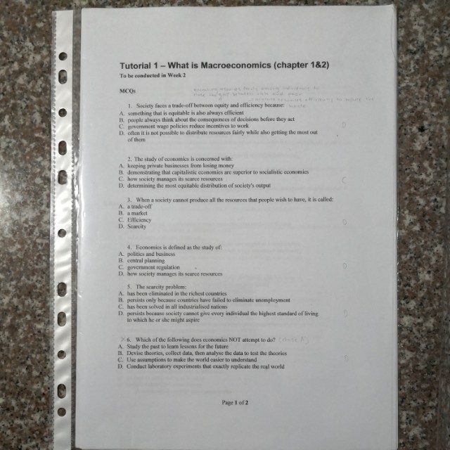Rmit Econ 1016 Macroeconomics 1 Lecture Notes Tutorial Questions