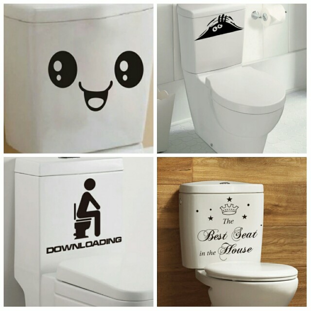 Cute toilet stickers wall home art waterproof posters paper, Furniture ...