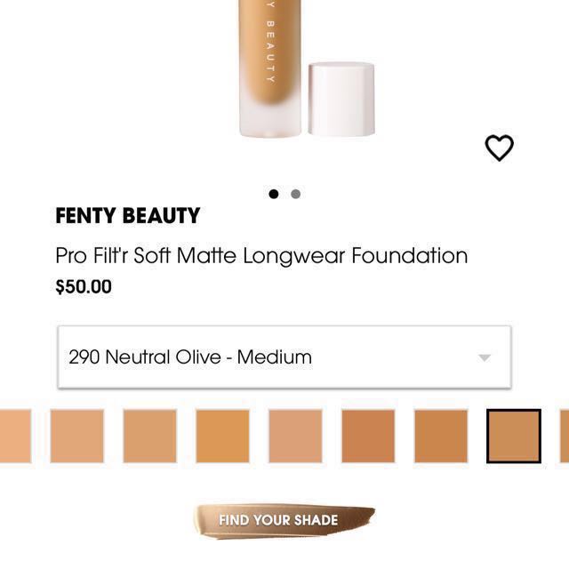 Fenty Pro Filter Foundation shade 290 Medium Neutral Olive, Beauty ...