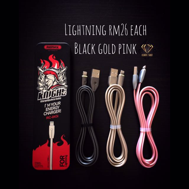 Remax Knight Lightning Cable RC-043i, Mobile Phones & Gadgets, Mobile ...