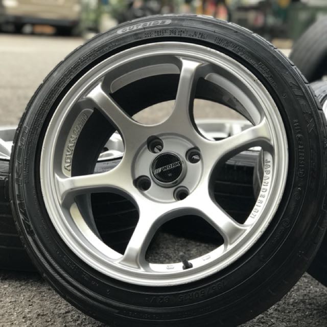 Advan rg2 15 inch sports rim vios tyre 70%, Auto Accessories on Carousell