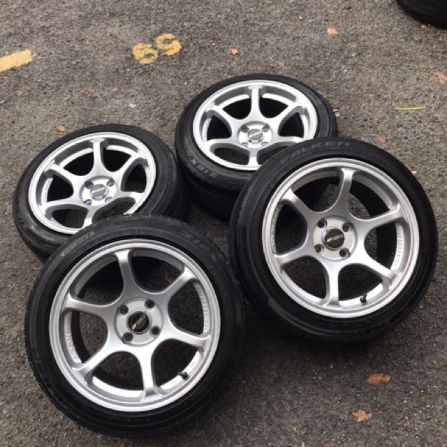 Advan rg2 15 inch sports rim vios tyre 70%, Auto Accessories on Carousell