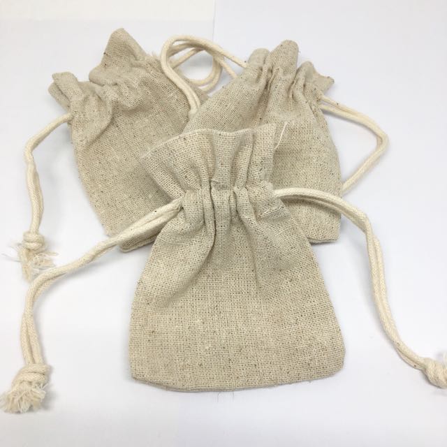 BN Small Cotton Drawstring Bags. Natural Unbleached Cotton. Craft ...