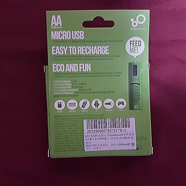 Brand New SmartToools Micro USB Rechargeable Battery 1000Mah (4 x AA ...