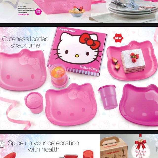 Tupperware Hello Kitty Plate Set (4) with Gift box, Babies & Kids ...