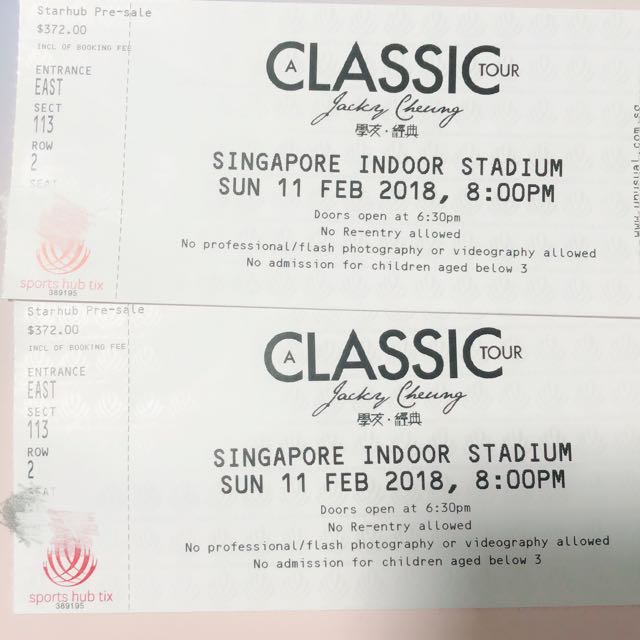 Jacky Cheung Concert Ticket CAT 1张学友演唱会门票, Tickets & Vouchers, Event Tickets on Carousell