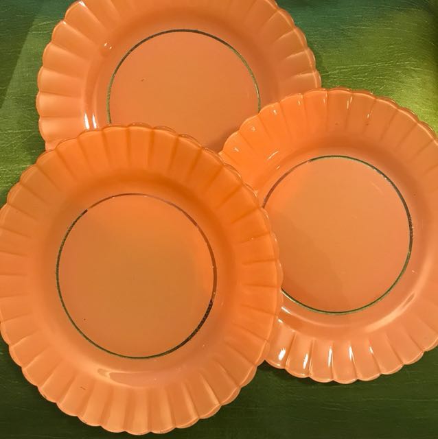 Vintage Duralex orange colored glass plates, Everything Else on Carousell