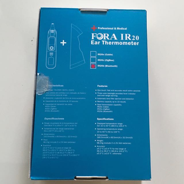 BNIB Fora IR20B Professional Bluetooth Ear Thermometer, Furniture ...