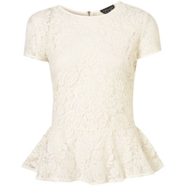 KELLY FELDER white lace peplum top, Women's Fashion, Tops, Sleeveless ...