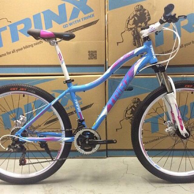 TRINX-N104 SHIMANO 21速 碟剎 避震前叉 女仕專用版 MTB 山地車 送水架前後蛙燈, 運動產品, 單車及配件, 單車 ...